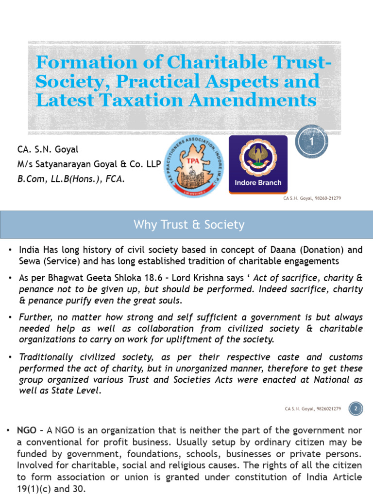 Formation of Charitable Trust | PDF | Deed | Trustee