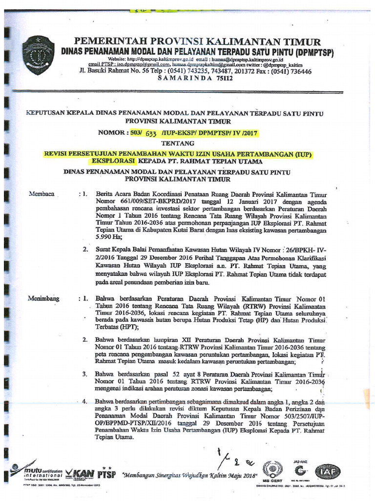 IUP Eksplorasi RTU Dan SK CNC | PDF