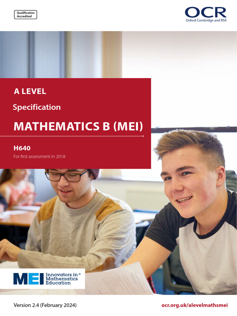 Specification Accredited A Level Gce Mathematics B Mei h640 | PDF ...