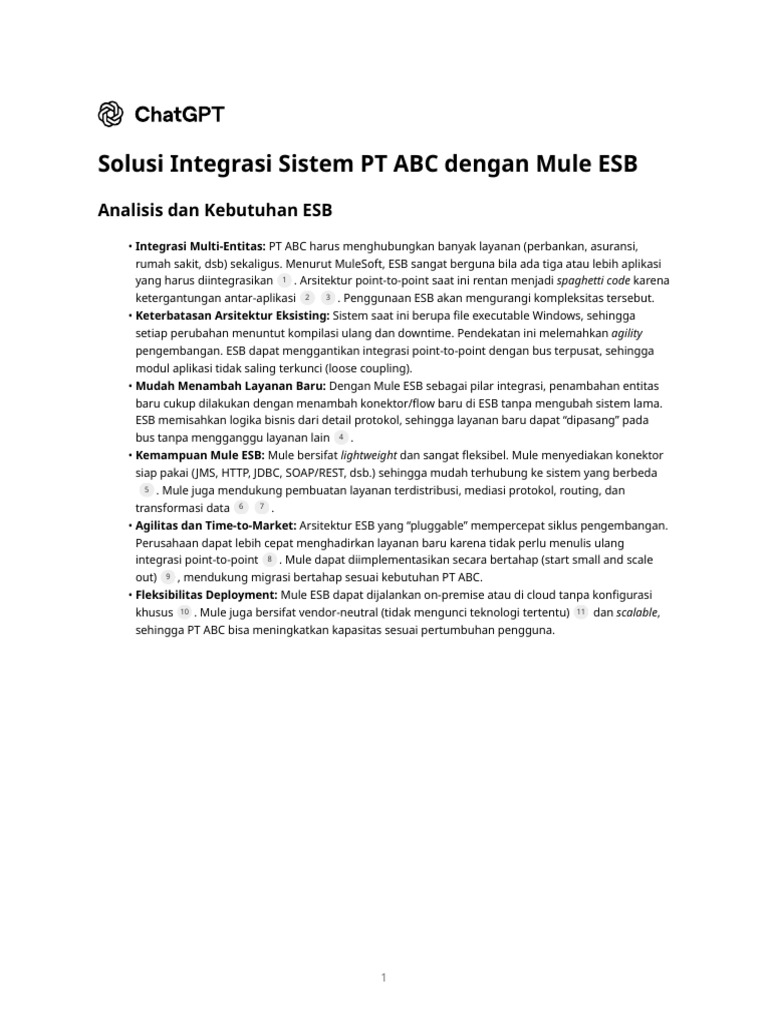 Solusi Integrasi Sistem PT ABC Dengan Mule ESB | PDF