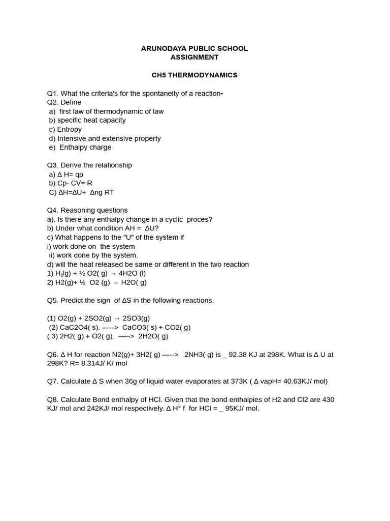 Ch5 Thermodynamics (2023-24) | PDF