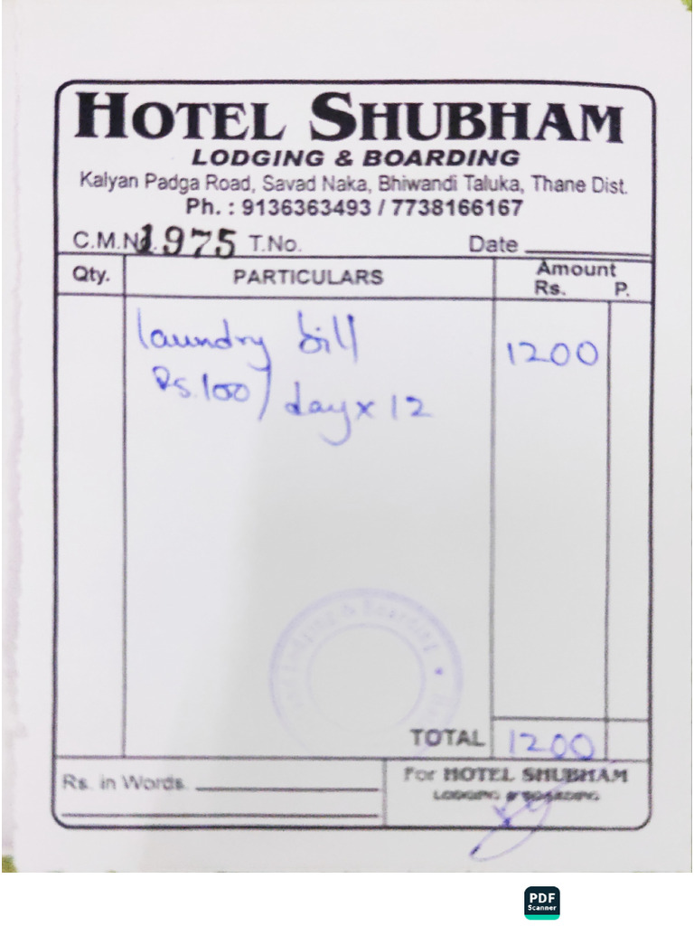 Laundry Bill | PDF