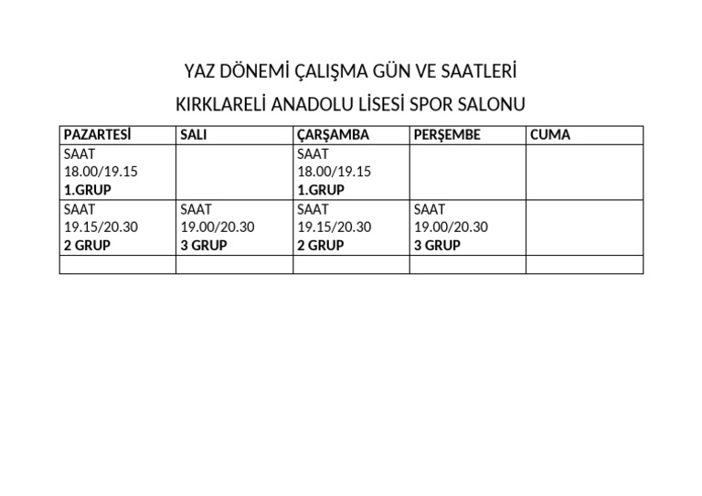 K.eli̇ Vol Yaz Programi | PDF