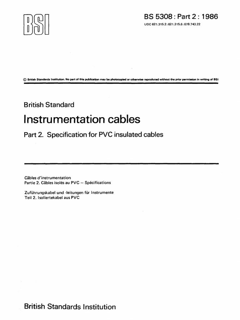BS 5308 - Part - 2-1986 INSTRUMENTATION CABLES Part 2. Specification ...
