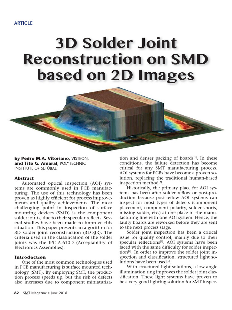 3D Solder Joint Reconstruction On SMD Based On 2D Images 2016 | PDF ...