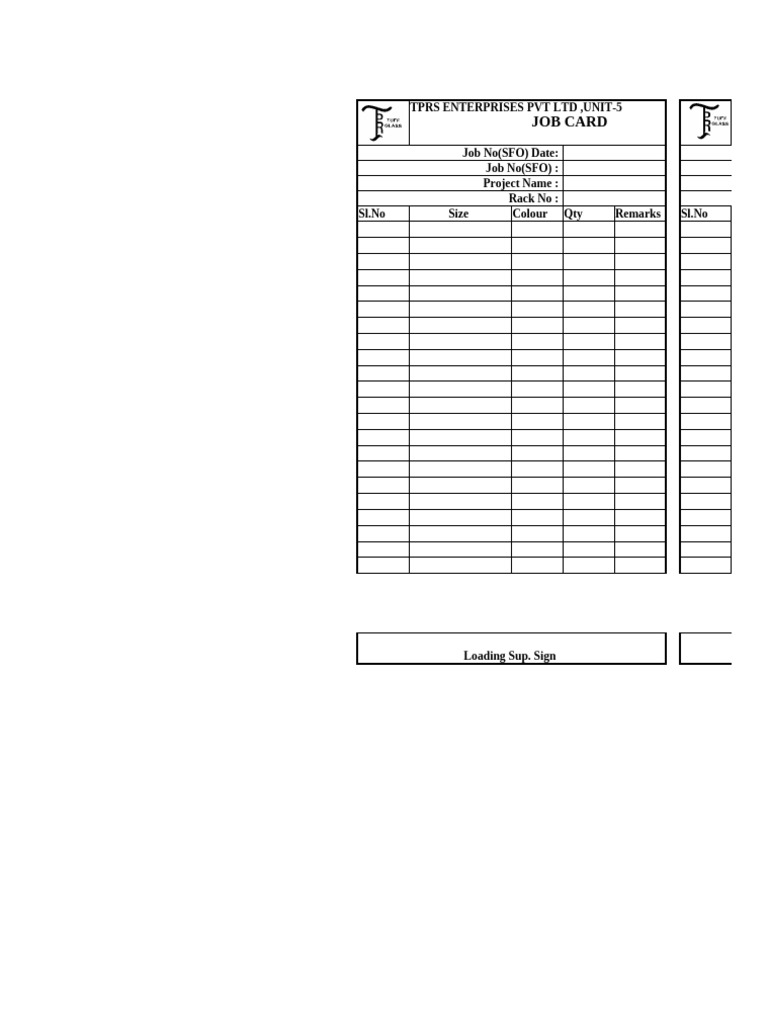 TPRS Enterprises Job Card Details | PDF