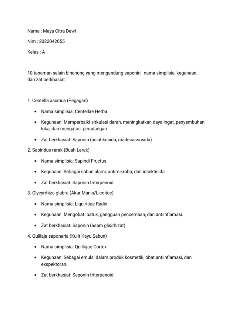 Maya Citra Dewi (Saponin) | PDF