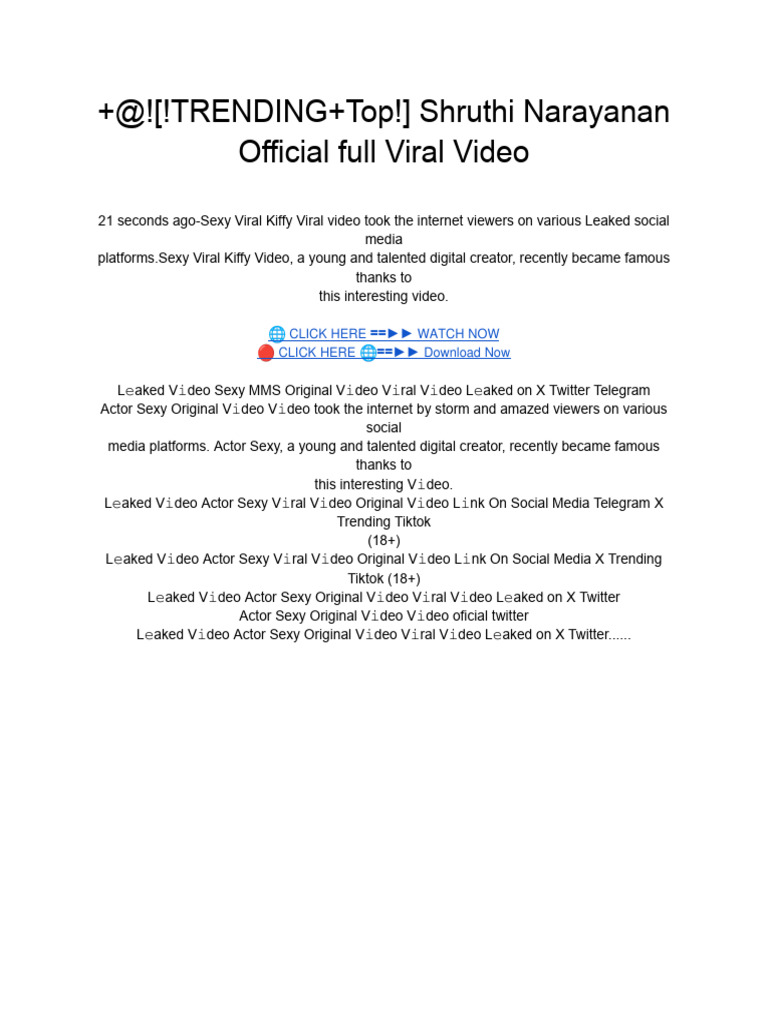 TRENDING+Top!) Shruthi Narayanan Official Full Viral Video | PDF