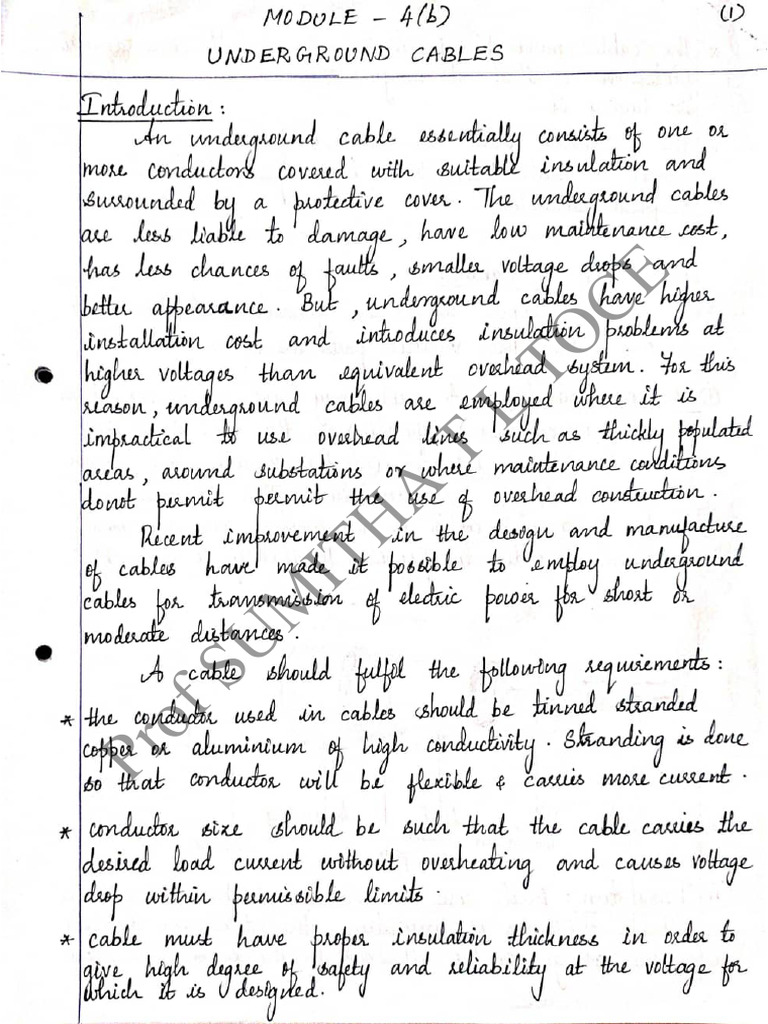 Module 4 (B) - Underground Cables | PDF