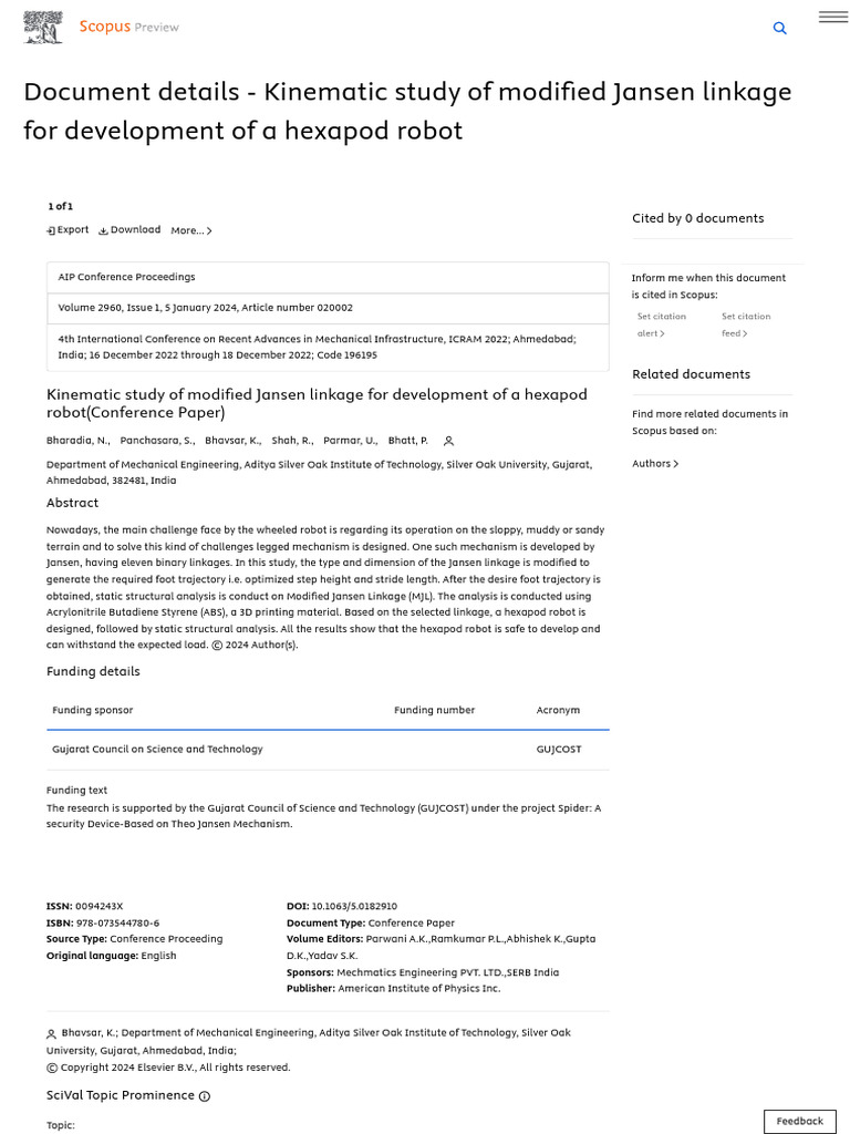 Scopus Preview - Scopus - Document Details - Kinematic Study of ...
