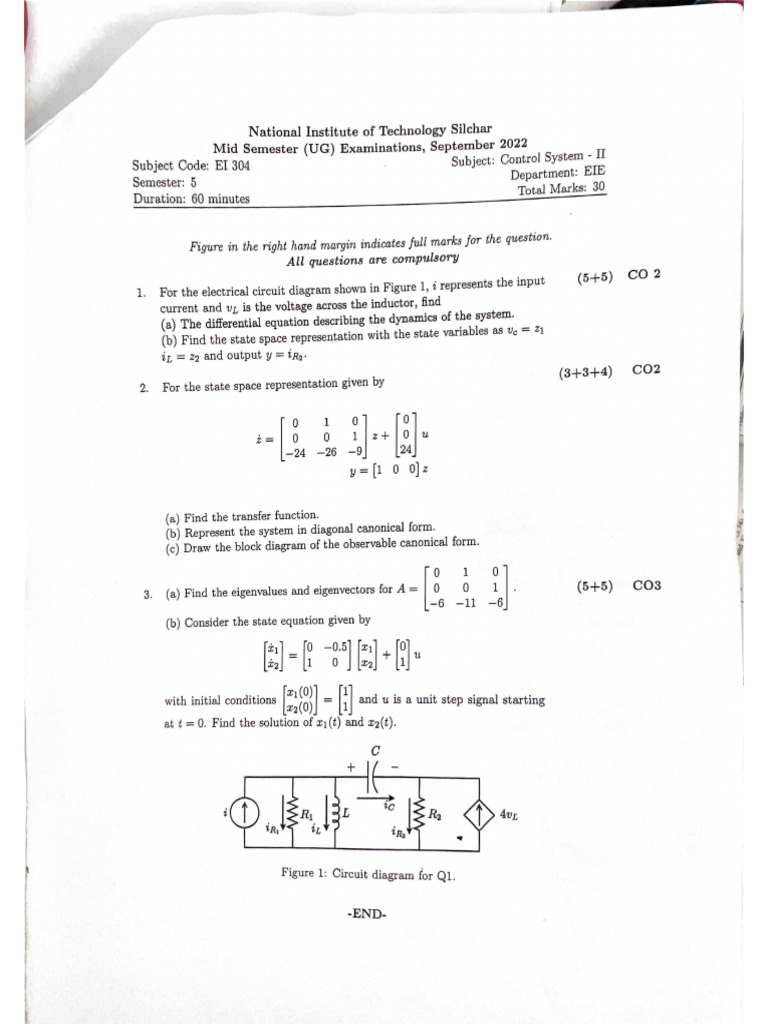 Mid Sem Solution of Control System (Nits) | PDF | Algorithms | Electronics
