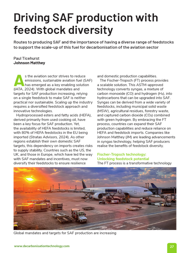 Driving SAF Production With Feedstock Diversity | PDF | Biofuel ...