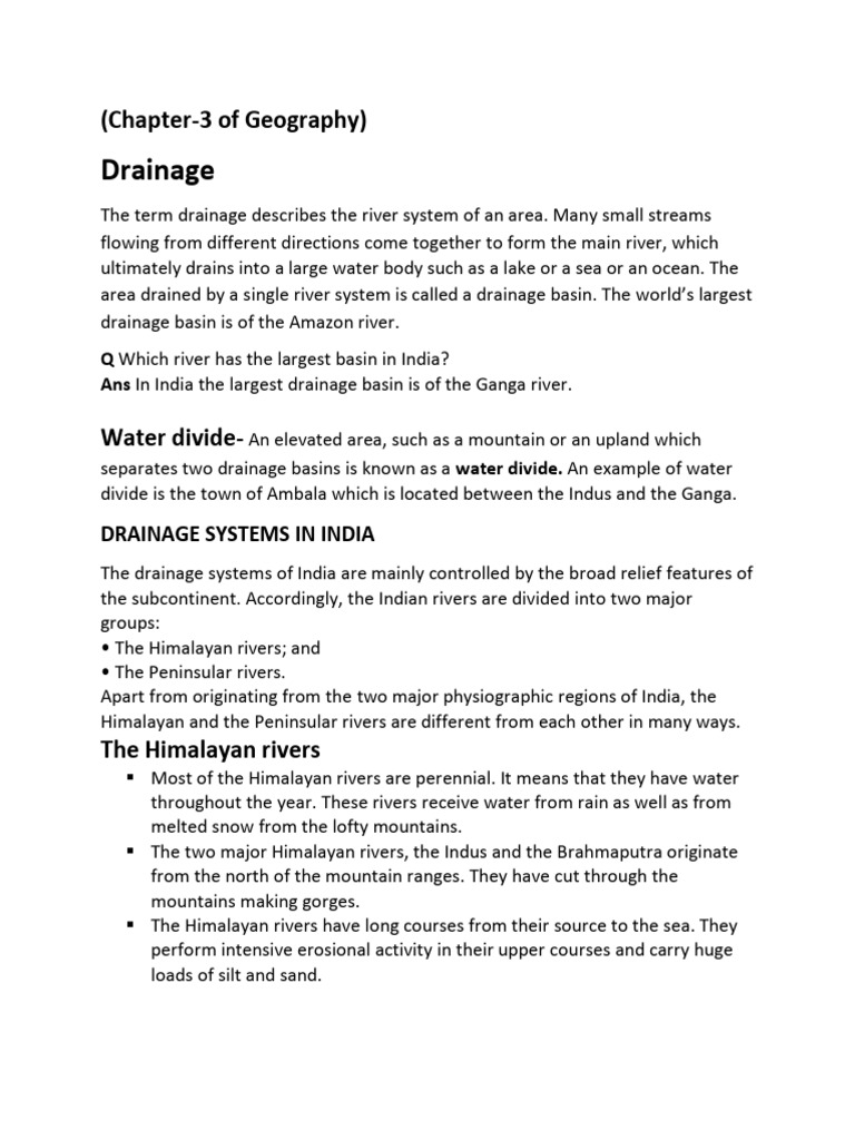 Indian Drainage Systems Overview | PDF | Indus River | River