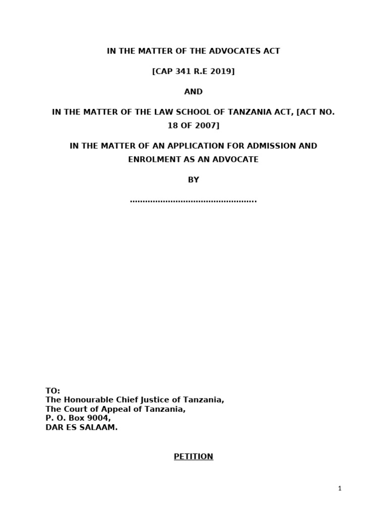 Advocate Admission Petition Form | PDF | Advocate | Justice
