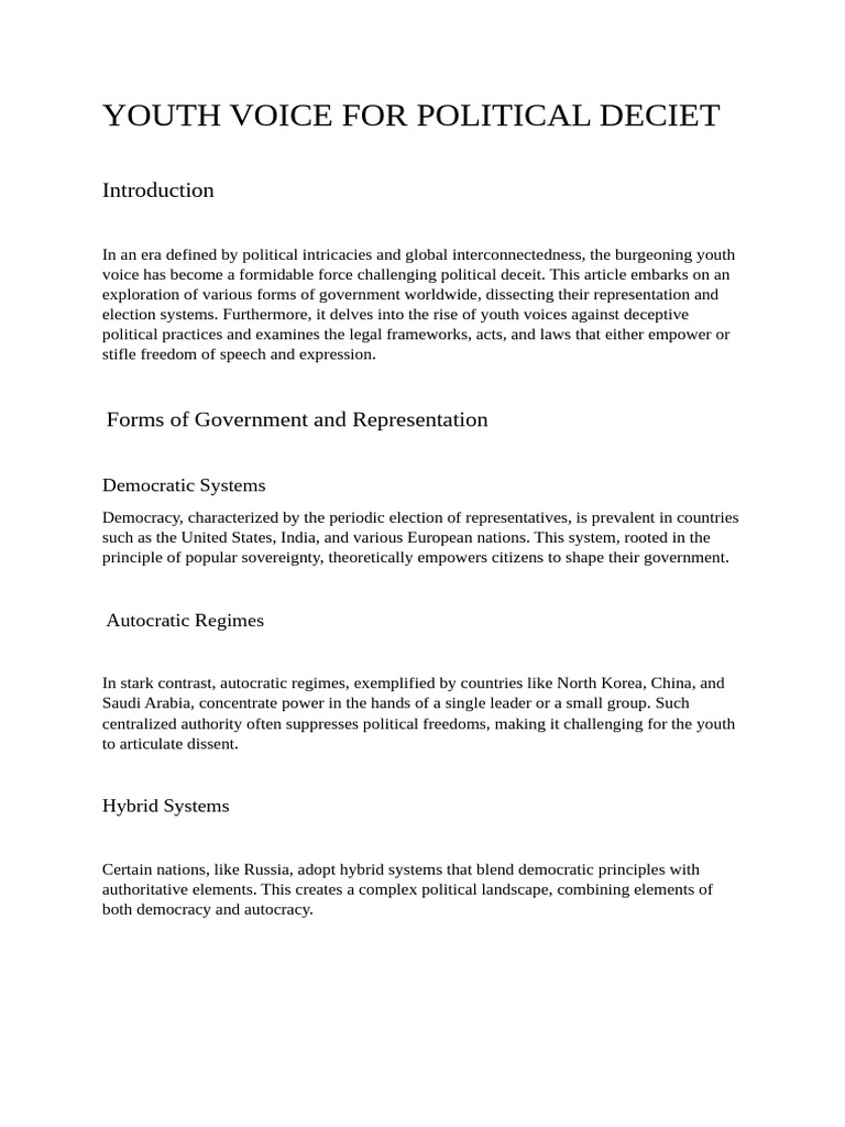 Youth Voice For Political Deciet | PDF | Justice | Crime & Violence
