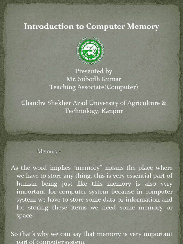 Computer Memory by Subodh Kumar | PDF | Random Access Memory | Floppy Disk