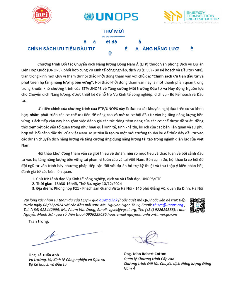 UNOPS Invitation Letter The Consultation Workshop en 24 11 Via | PDF