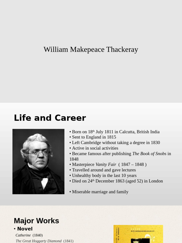 Thackeray: Satirist of Victorian Society | PDF | Vanity Fair (Novel ...