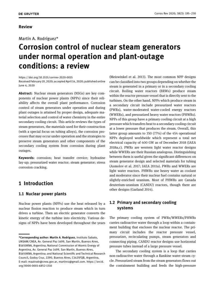 Corrosion Control in NSGs | PDF | Pressurized Water Reactor | Nuclear ...