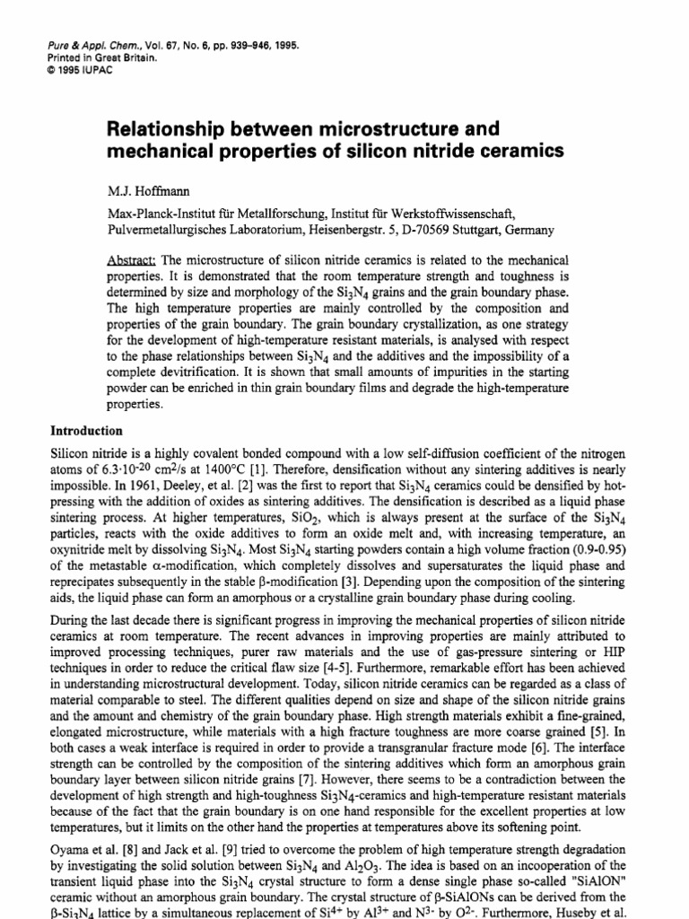 Relationship Between Microstructure and Mechanical Properties of Silicon Nitride Ceramics | PDF ...