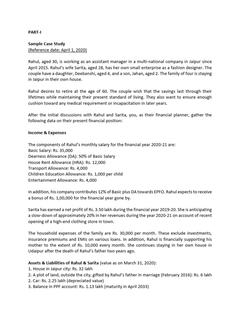 Financial Planning Case Study for Family | PDF | Retirement | Capital ...