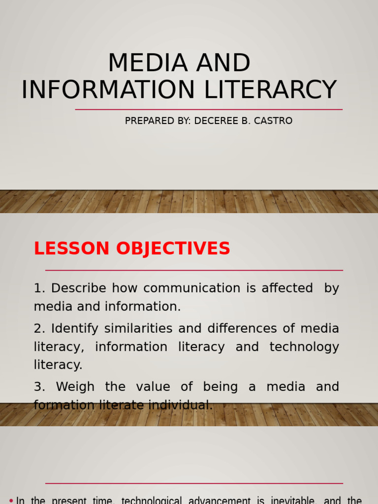 Media and Information Literarcy l1 | PDF | Information | Literacy
