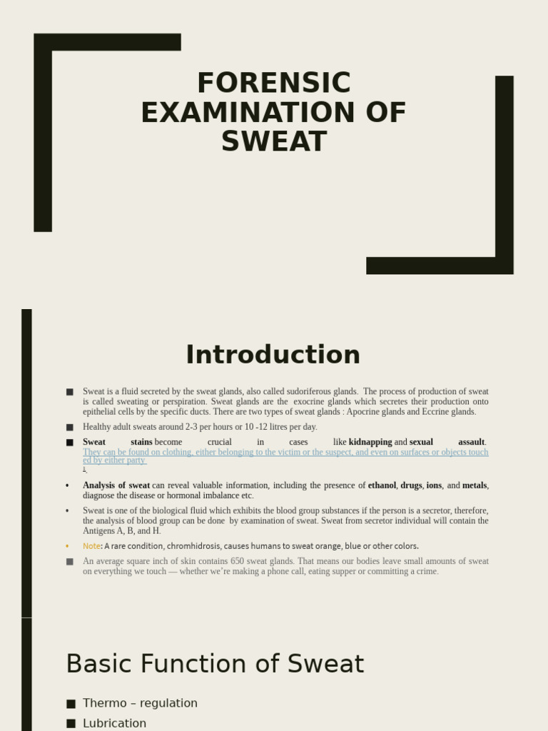 Forensic Examination of Sweat | PDF | Perspiration | Chemical Substances