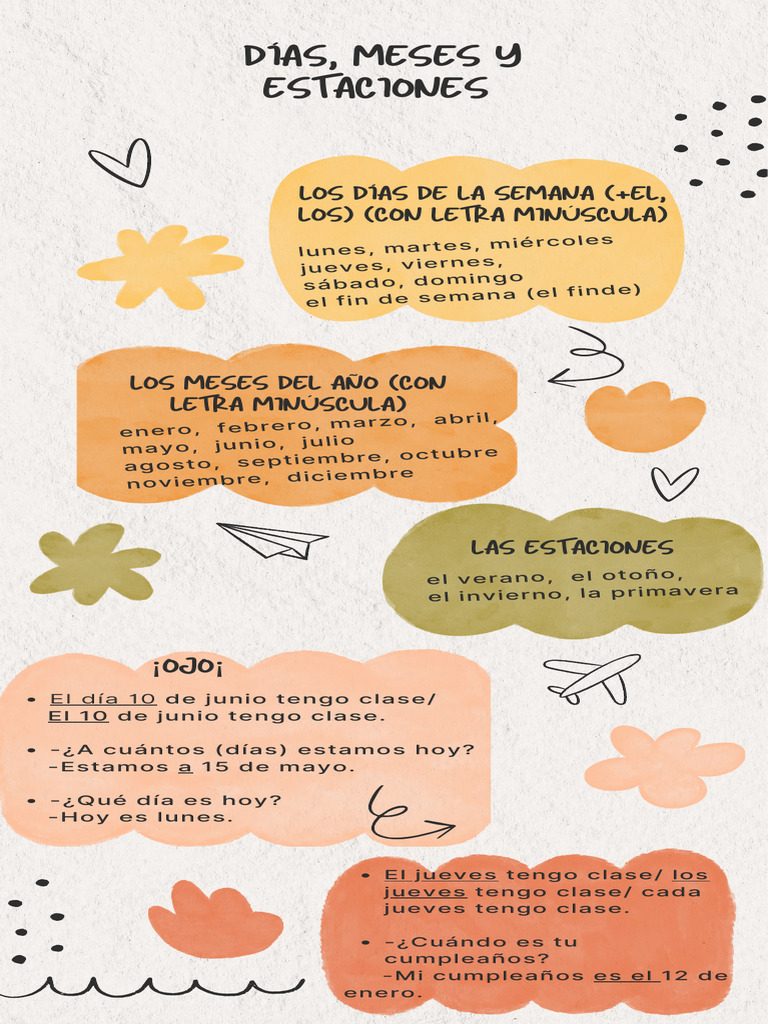 Días, Meses, Fechas, Ele, Nivel A | PDF