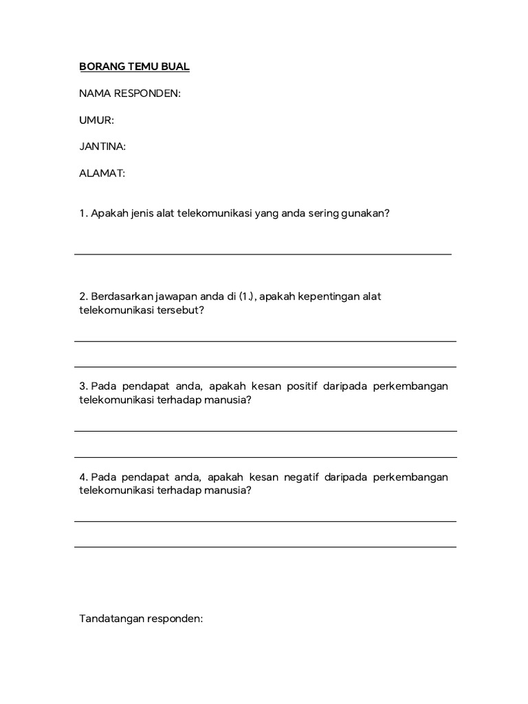 Borang Temu Bual | PDF