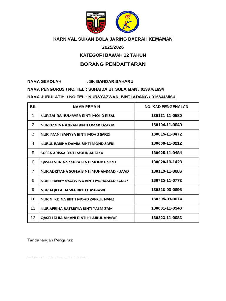 Kejohanan Netball MSSJ 2025 Kemaman | PDF