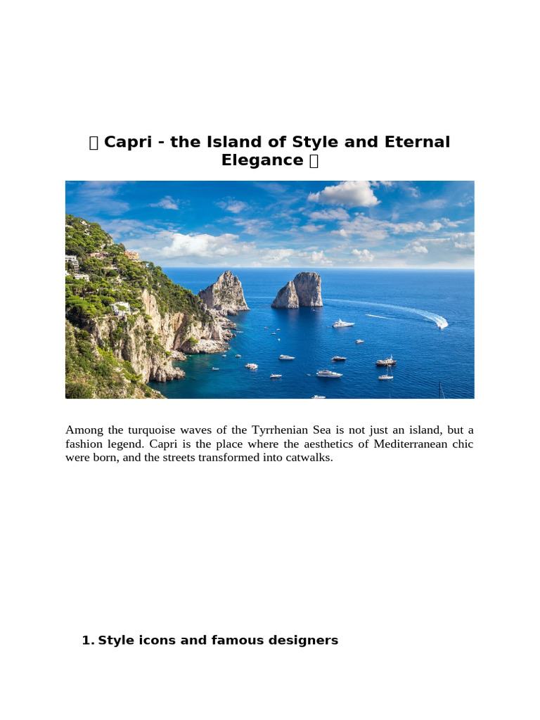 Capri in The Style of Fashion | PDF