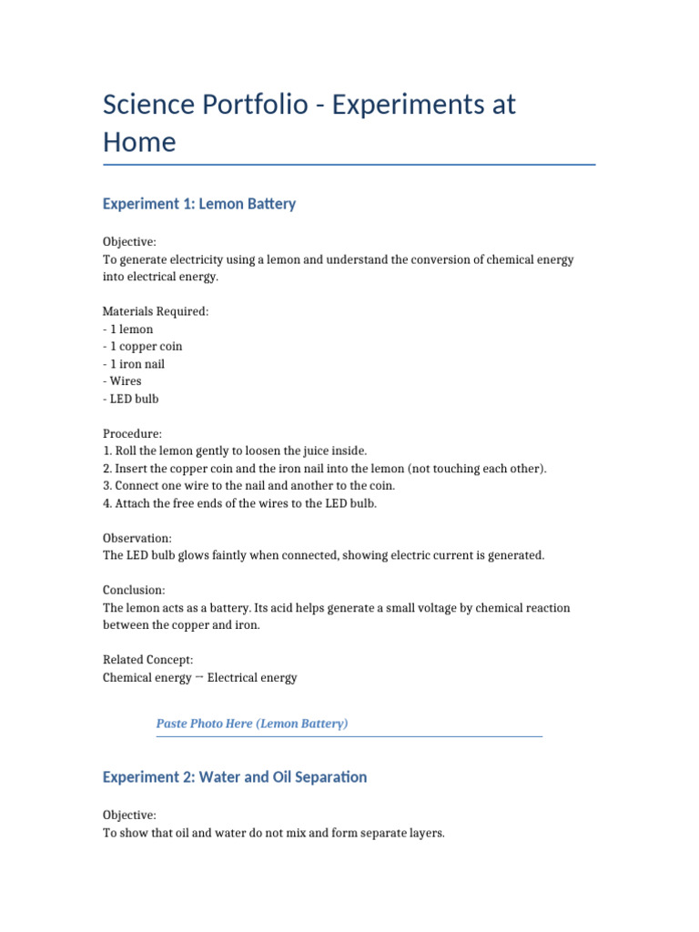 Shubram Science Experiments | PDF