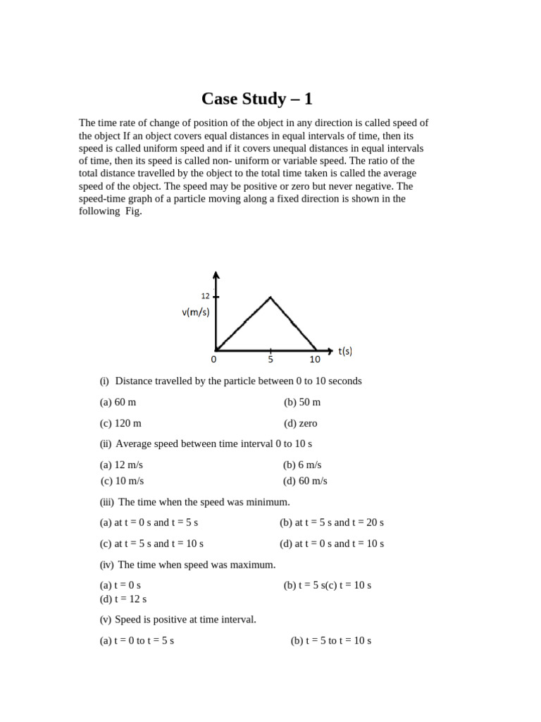 Case Study for Motion in Straight Line | PDF | Speed | Classical Mechanics