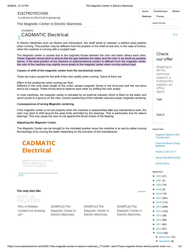 Setting the Magnetic Center in Motors | PDF | Electric Motor ...