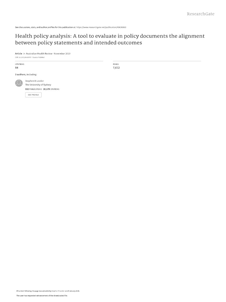 Health Policy Analysis | PDF
