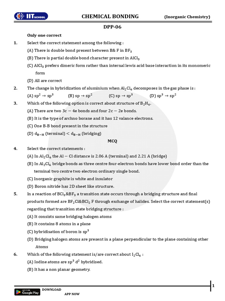 DPP - 06 - Chemical Bonding (12th Part) | PDF | Condensed Matter Physics | Molecules