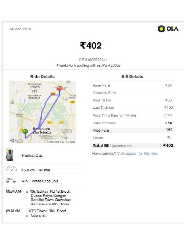 Ola Invoice Anand | PDF