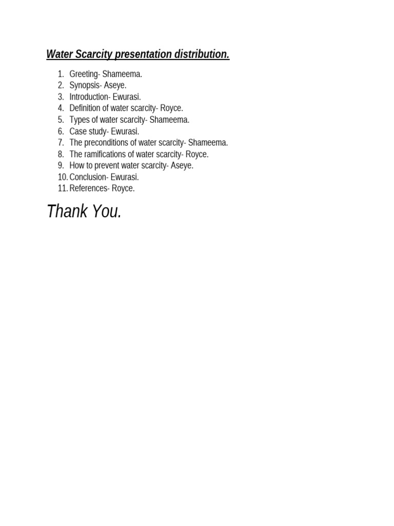 Water Scarcity Presentation Distribution | PDF