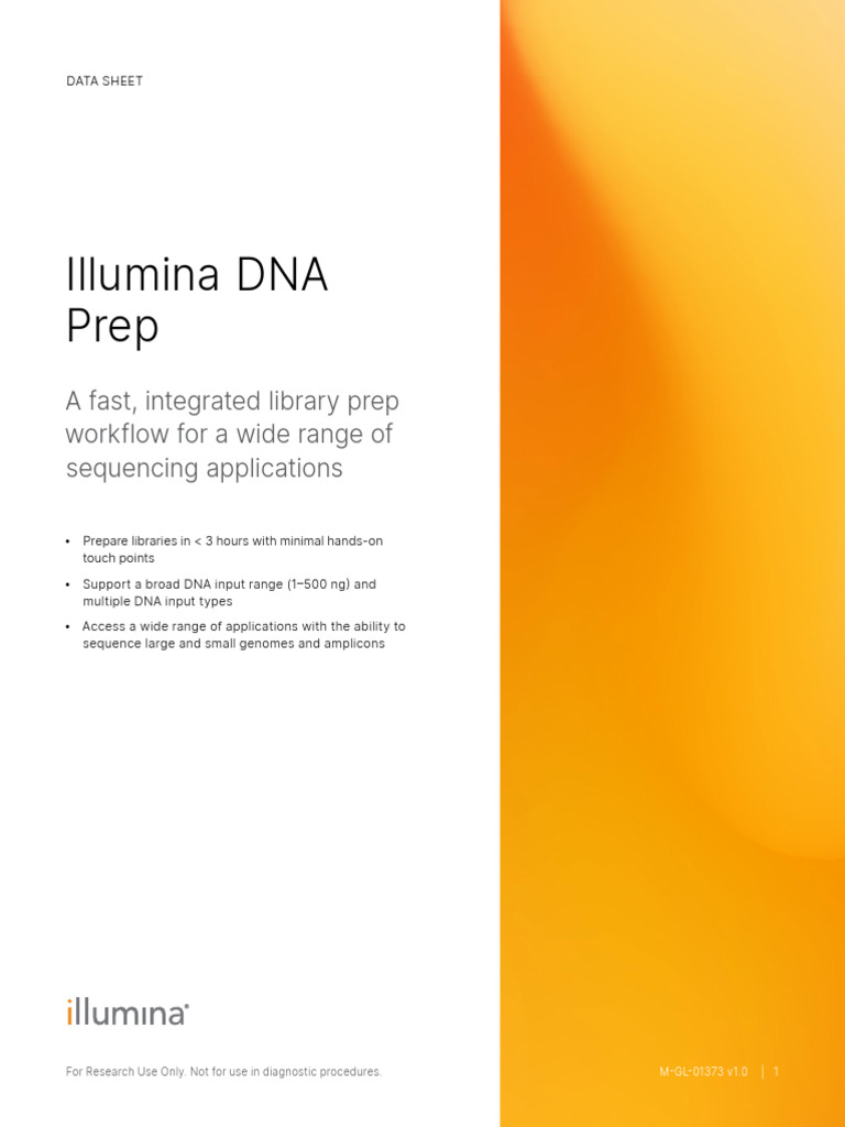 Illumina Dna Prep Data Sheet M GL 01373 | PDF | Dna Sequencing | Whole Genome Sequencing