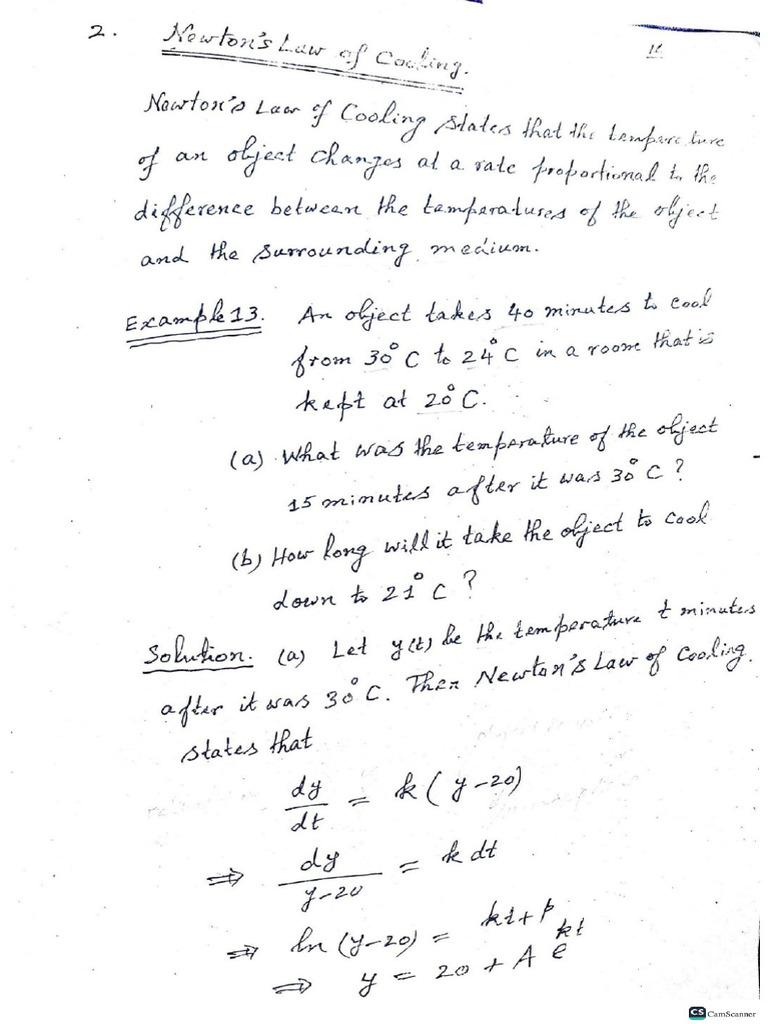 Newtons Law of Cooling | PDF