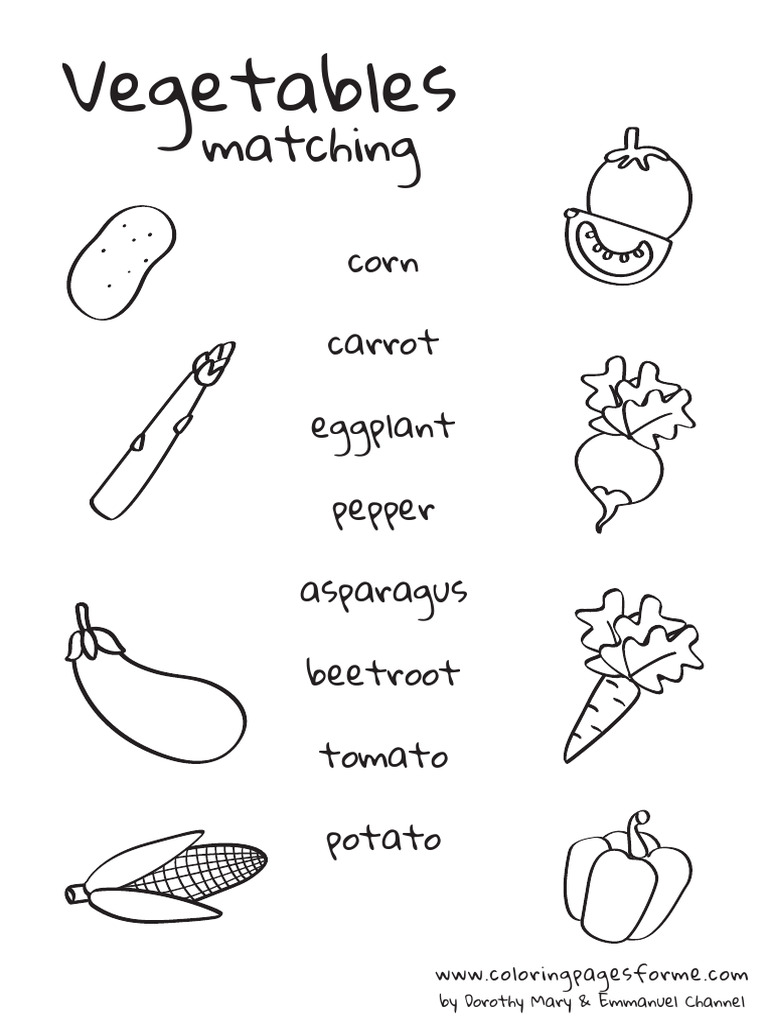 English Worksheets Vegetables Matching | PDF