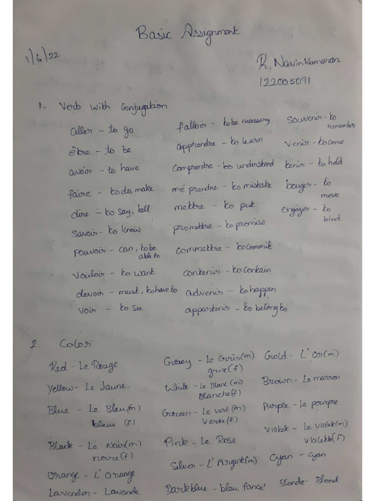 (French Assignment) | PDF