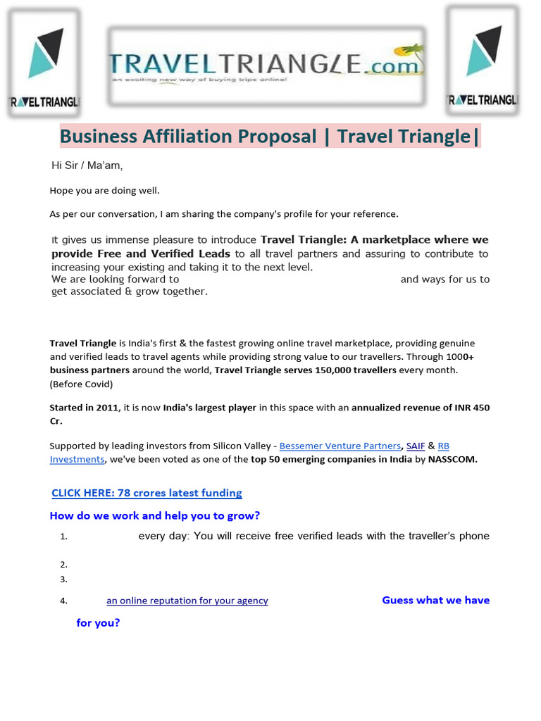 Travel Triangle Agent Partnership Proposal | PDF