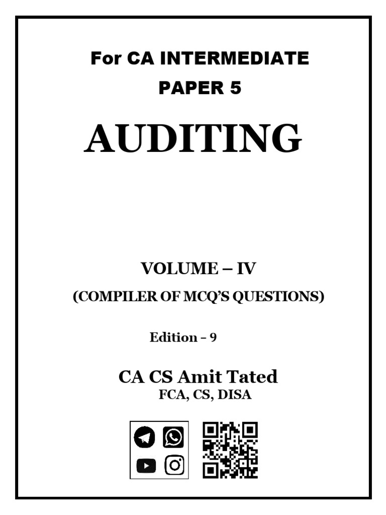 Inter Audit Volume - IV (MCQS) | PDF | Going Concern | Auditor's Report