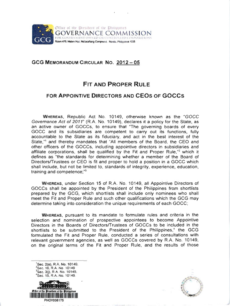 Fit and Proper Rule for Appointive Directors | PDF | Crimes | Crime ...