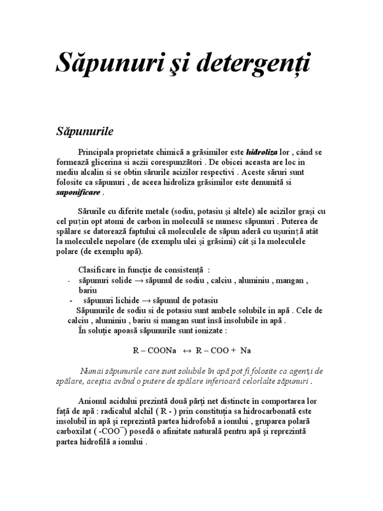 Sapunuri Si Detergenti