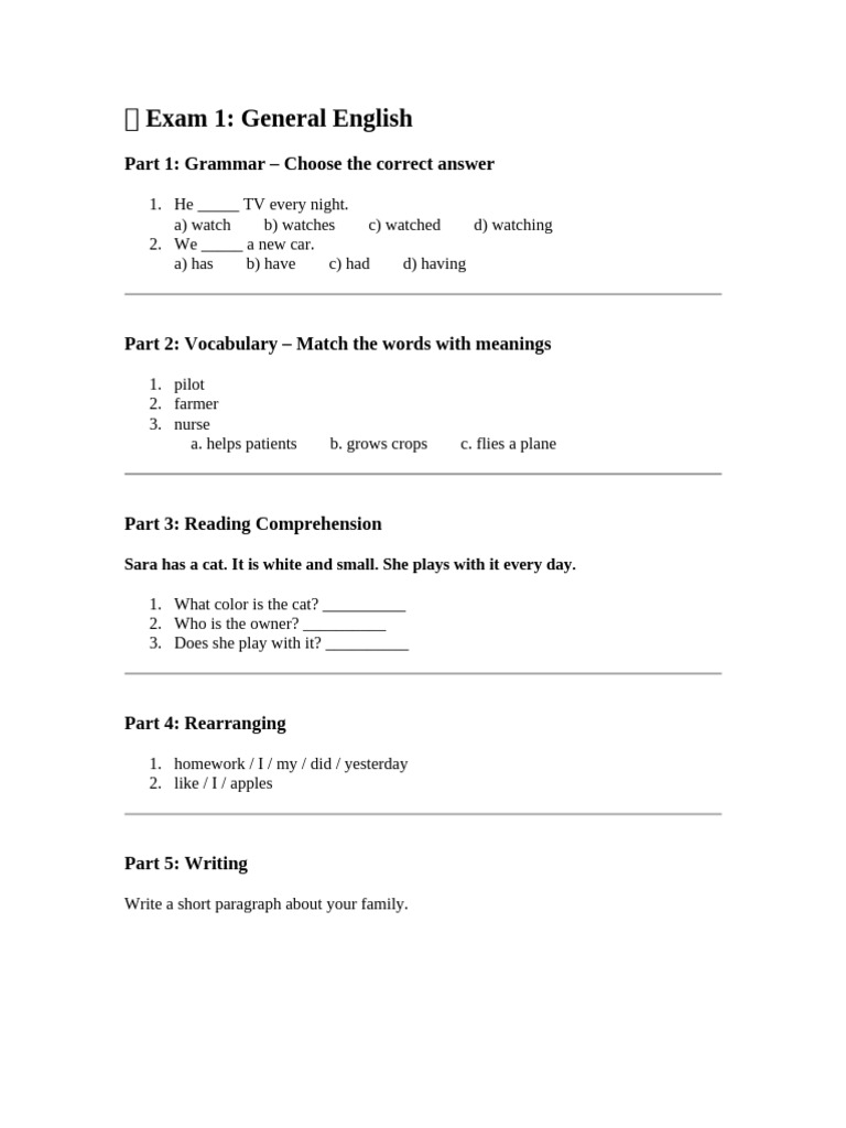 Exam 1 General English | PDF