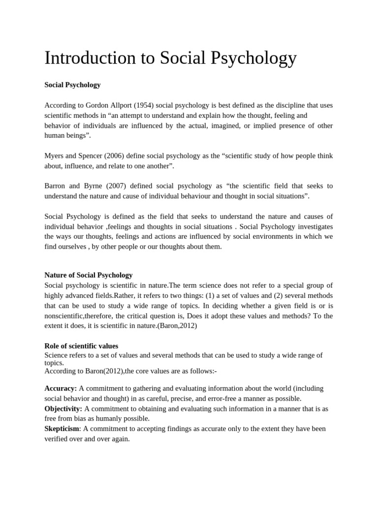Introduction To Social Psychology | PDF | Attitude (Psychology ...