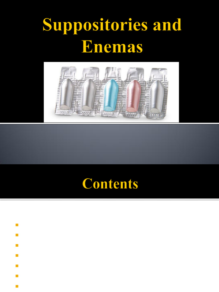 9 Suppositories and Enemas | PDF | Rectum | Triglyceride