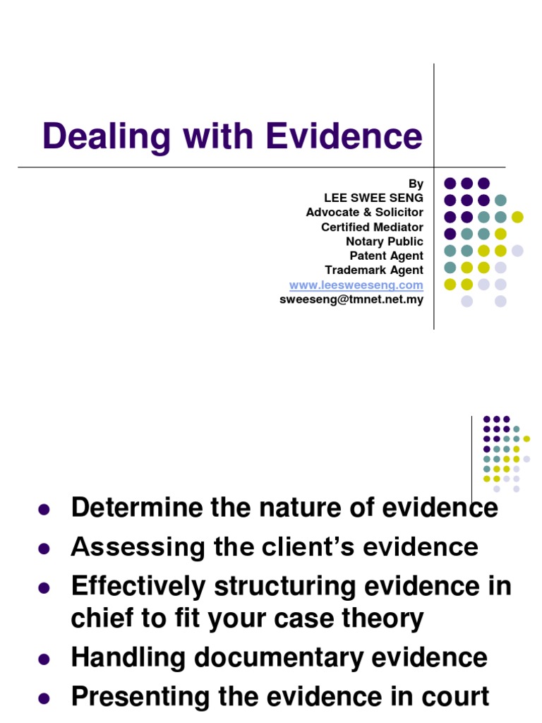 Dealing With Evidence | PDF | Evidence (Law) | Hearsay